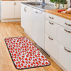 KOBLEN Red Love Heart Kitchen Rugs Non Slip Washable Absorbent Kitchen Mats 20x39 inch Cushioned Anti Fatigue Kitchen Floor Mats for in Front of Sink
