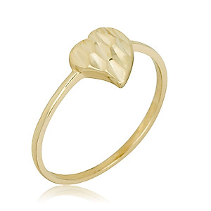 AVORA 10K Yellow Gold Diamond-cut Heart Fashion Ring - Size 8