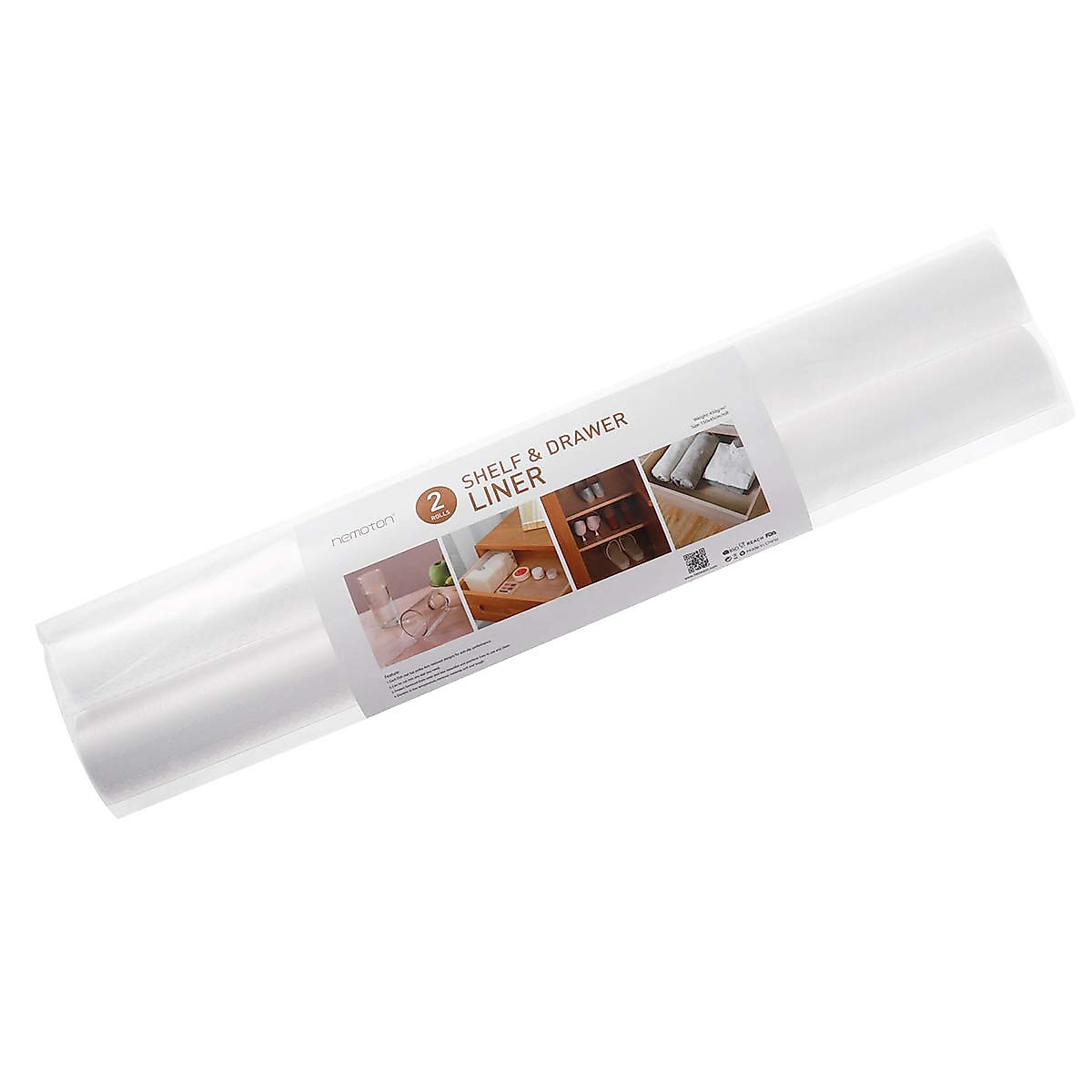 Hemoton 2 Rolls Cabinet Shelf Drawer Liner Non-Adhesive Waterproof Non-Slip EVA Mat Transparent 17.7” x 59”