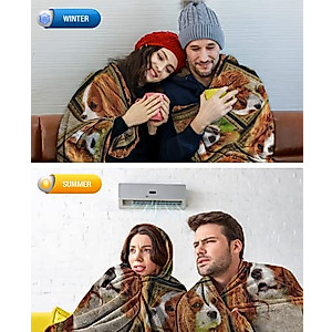 Throw Blanket King Charles Cavalier Dog Blankets Fuzzy Fleece Soft Blanket Cozy Warm Travel Blanket for Couch Sofa or Bed, Dogs Lover Gift, 50 x 60 Inch