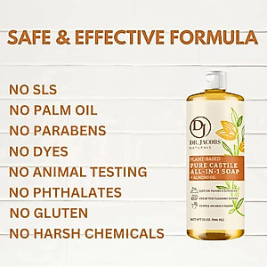 Dr. Jacobs Naturals All-Purpose Castile Cleaner - Natural, sulfate-free, and plant-based formula for safe and effective cleaning of household surfaces, floors and appliances. All-in-one soap (Almond Honey)
