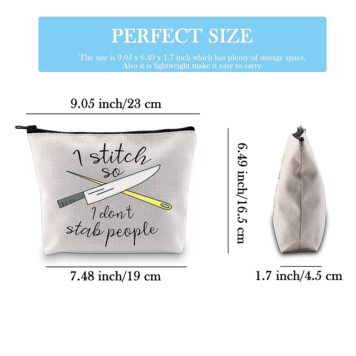 GJTIM Needleworker Gift Cross Stitch Project Bag I Stitch So I Don’t Stab People Sewing Project Bag for Cross Stitch Lover (Stab People Bag)