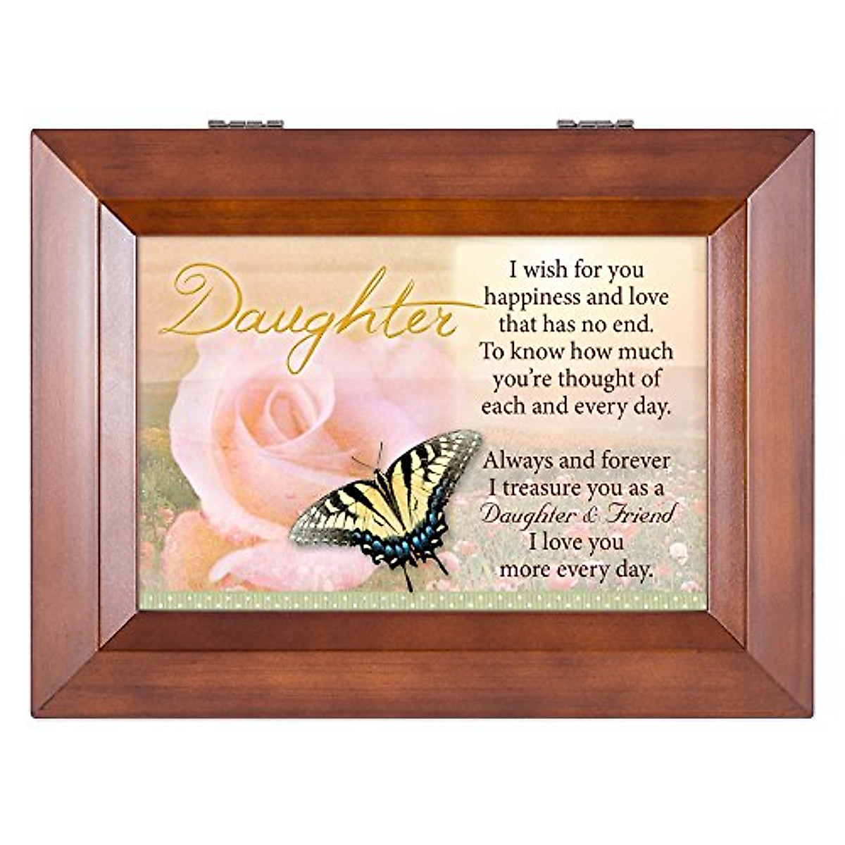 Cottage Garden Daughter Dark Wood Finish Jewelry Music Box - Plays Tune You are My Sunshine