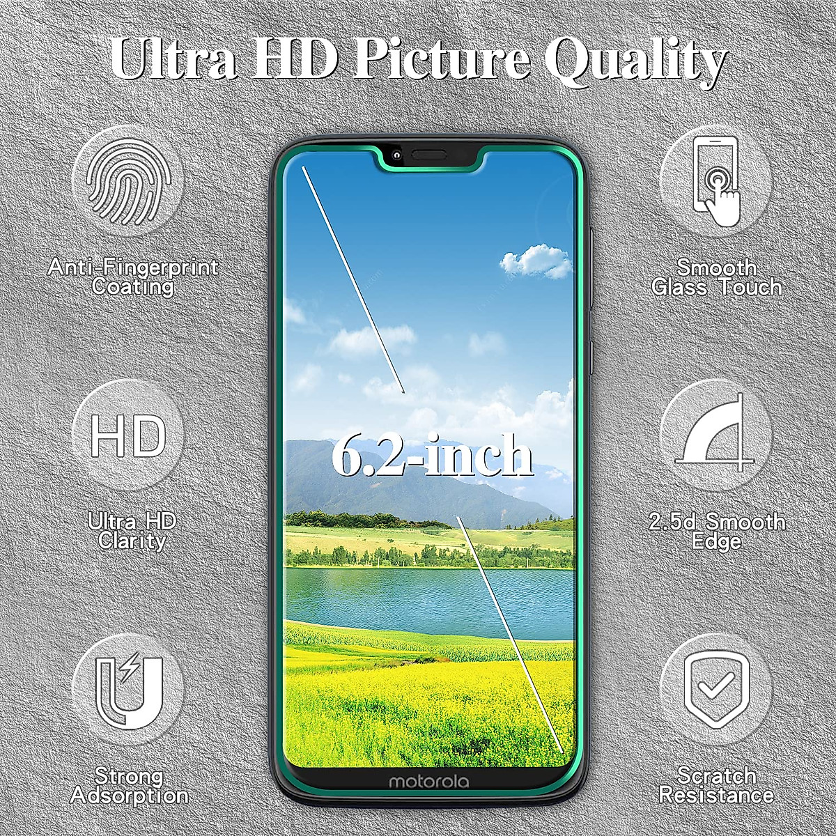 Kesuwe [3 Pack] Screen Protector for Motorola Moto G7 Power, G7 Optimo Maxx, G7 Supra Tempered Glass, 9H Hardness, Anti Scratch, No Bubble, Easy to install, Case Friendly