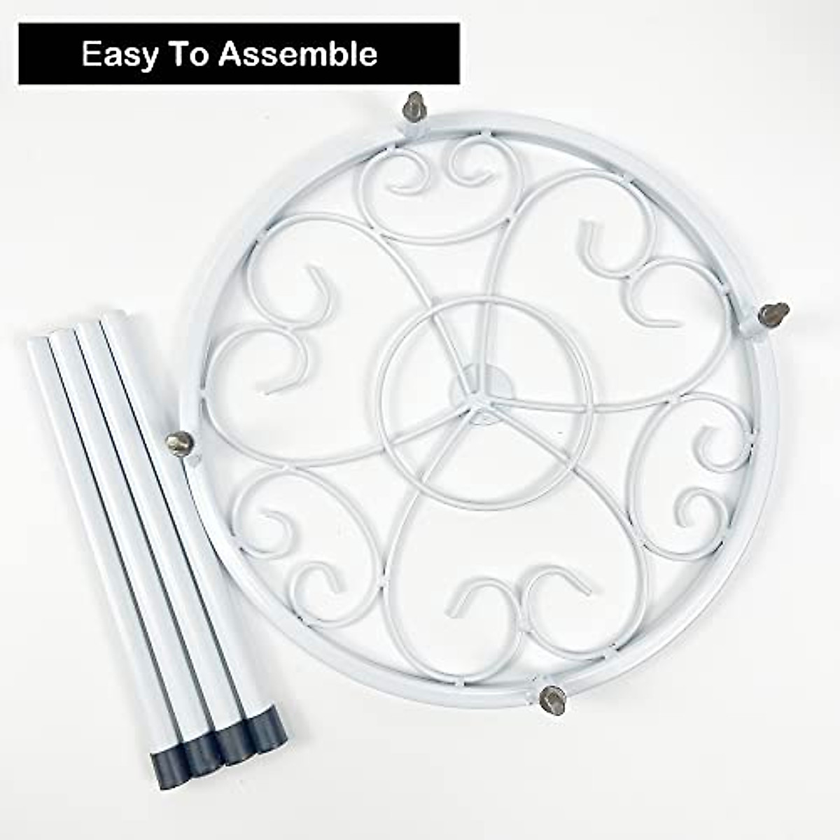 HAINARverS Metal Plant Stands 5-Pack, Heavy Duty Rustproof Iron Corner Flower Pot Stand Holder,Round Supports Display Rack Tiered Plant Stand Shelf For Indoor And Outdoor Multiple (White)