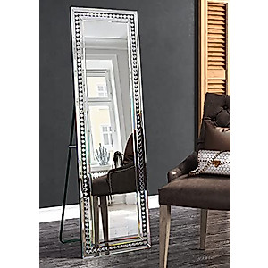 MUAUSU Full Length Mirror - Standing Hanging or Leaning Rectangle Floor Mirror,59''x 18'' Crystal Surround Full Body Mirror Wall Mounted Dressing Mirror for Bedroom Living Room