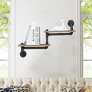 HEONITURE Industrial Rustic Pipe Shelving, Modern Floating Pipe Shelves Wall Mounted, Pipe Design Bookshelf DIY Shelving, Storage Shelves for Room Bedroom Office