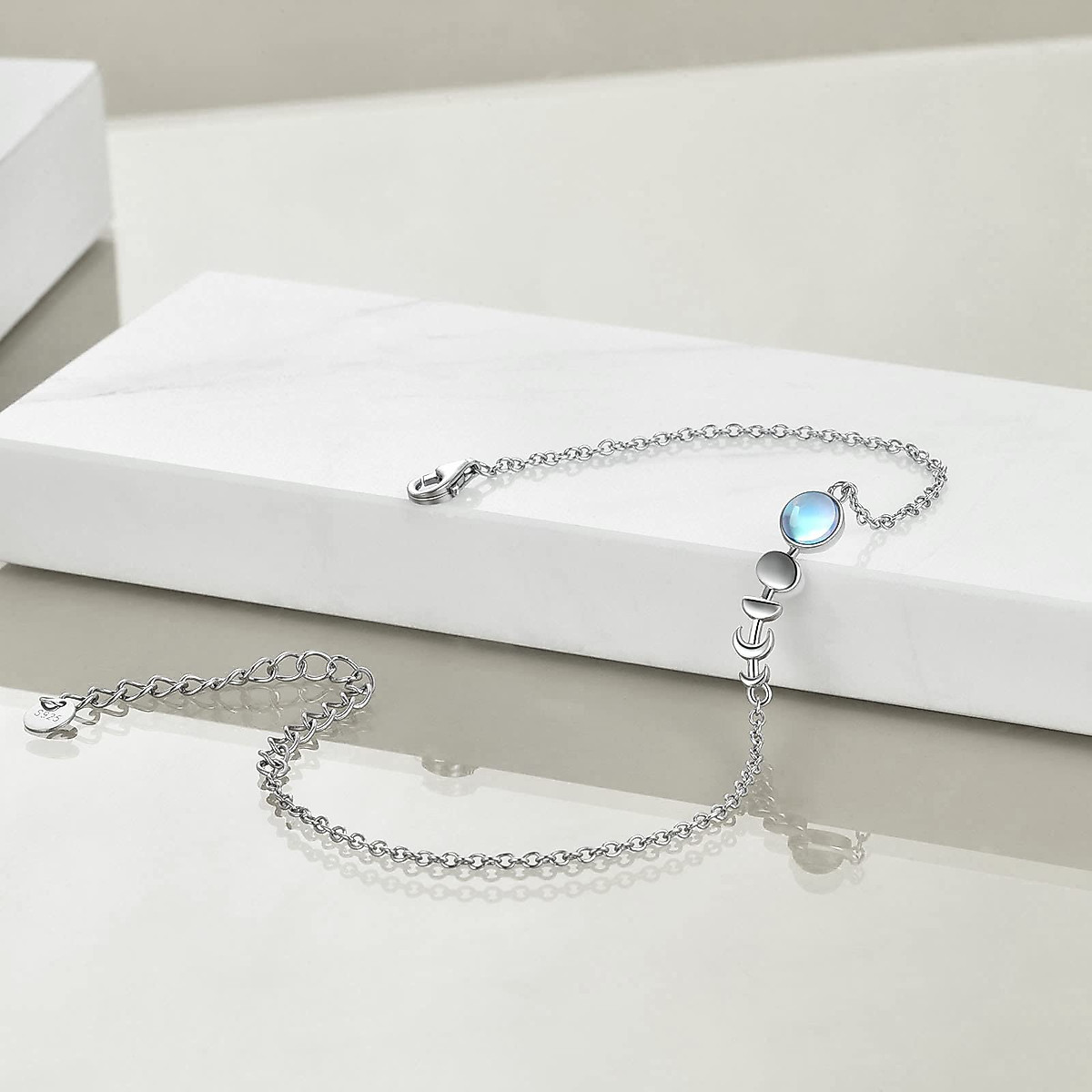 TIGER RIDER 925 Sterling Silver Moon Bracelet Moonstone Jewelry for Her