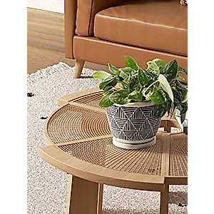 LE TAUCI Cement Planters Pots for Indoor Plants, 5.5 Inch Boho Plant Pots with Drainage Holes & Saucers, Decorative Succulent Pots Indoor, Bonsai Pots, Unglazed, Set of 2