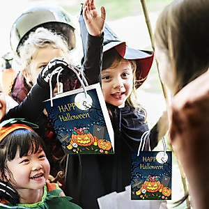 OLIVBIN 6 Halloween Trick or Treat Bags Without Candy, Halloween Tote Bag, Halloween Paper Gift Bags with Handles, Used for Gift Packaging, Food Bags, Snacks, Halloween Party Supplies.