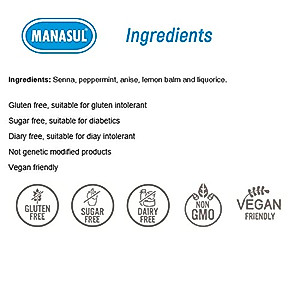 MANASUL CLASSIC - Laxative Infusion Based On Senna, Peppermint, Lemon Balm, Liquorice and Anise. Herbal Tea with Calming Effect. 50 Tea Sachets.