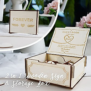 Wedding Guest Book Alternative Heart Drop Box, 16" * 12" White Wooden Rustic Display Shadow Picture Frame for Reception, Farmhouse Decoration Sign In Dropbox for Anniversary Baby Shower Birthday Party