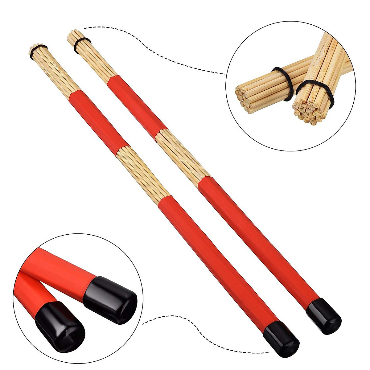 Drum Sticks Drum Wire Brushes Drum Brushes Drum Sticks Retractable Brushes Drums Sticks Drum Brushes Set for Jazz Acoustic Music Lover Gift Total 2 Pairs with Portable Storage Bag