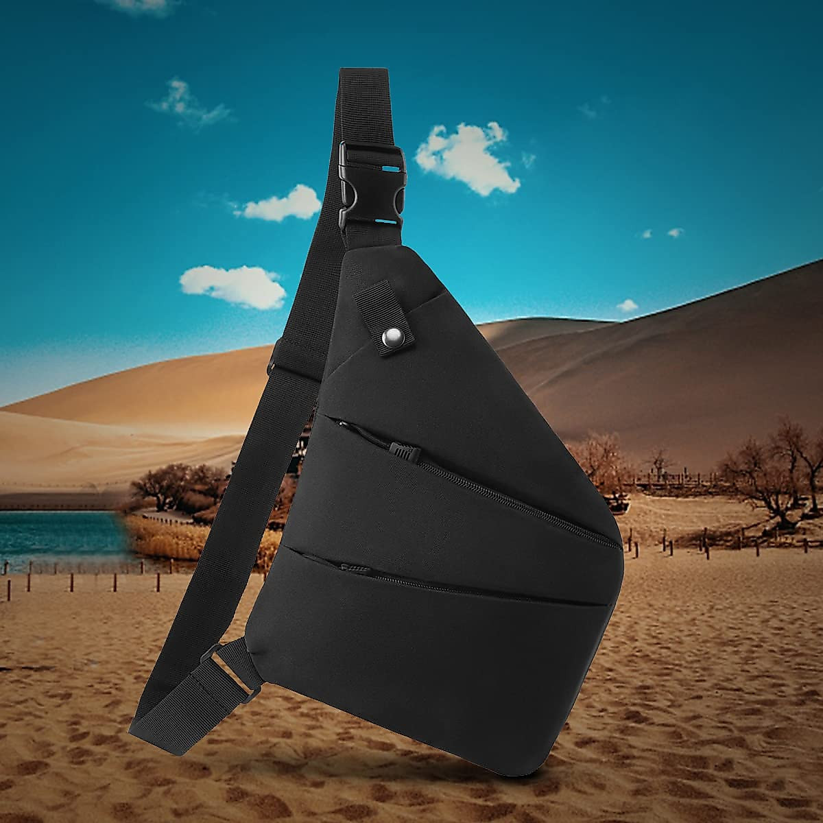 LOCALLION Slim Sling Bag for Men Women, Anti-theft Crossbody Shoulder Bags, Side Chest Bag, Lightweight Stealth Side Pack