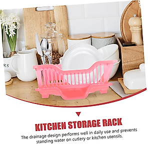 HAKIDZEL 1 Set Kitchen Shelf Dish Drain Sink Sponge Holder Dish Rack Small Dish Drying Rack Plastic Cutlery Stainless Steel Tray Household Draining Rack Dish Plate Basket Storage Basket Abs