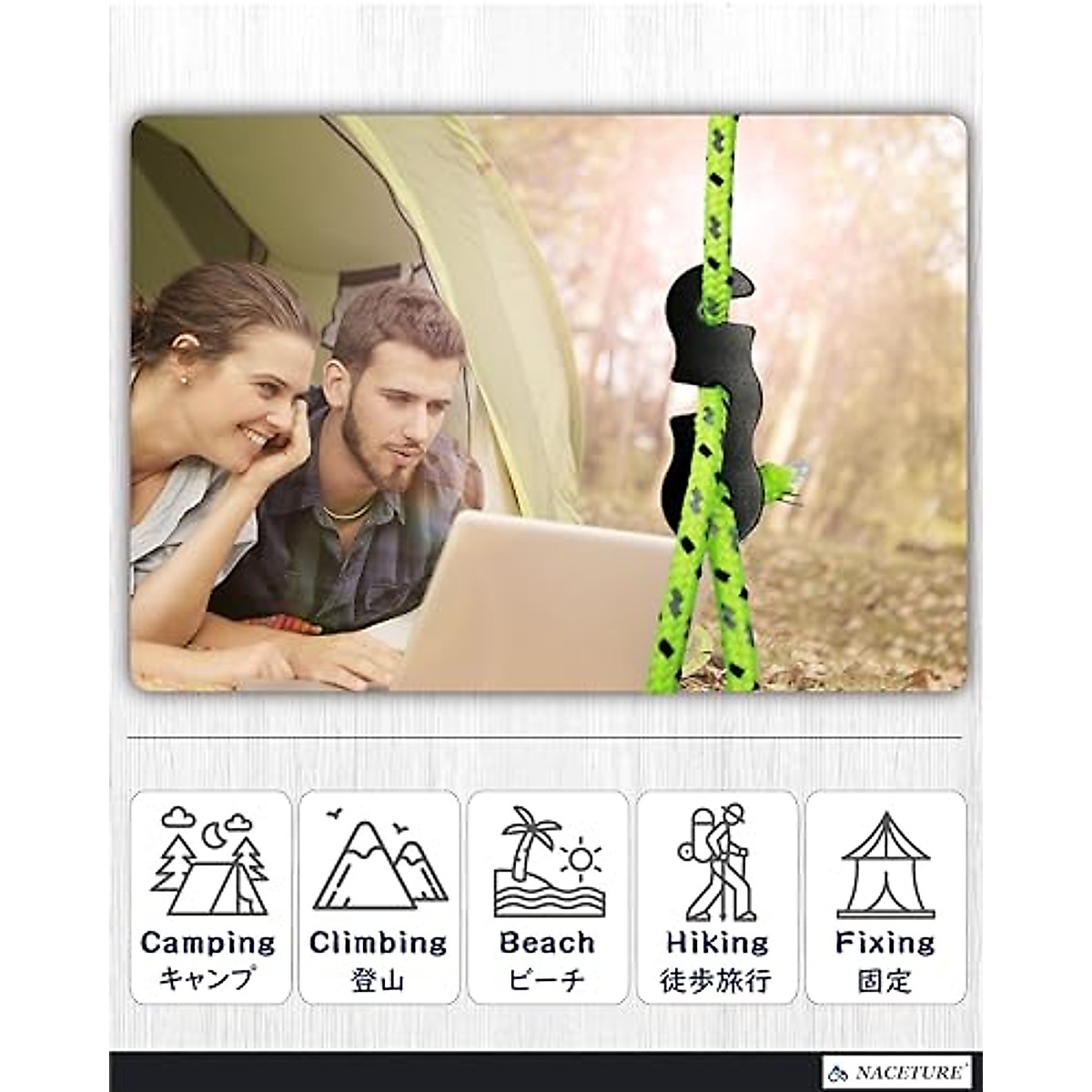 Rope Tensioner Aluminum Alloy Camping Tent Guyline Cord Adjuster Camping of Gear for Camping, Hiking, Backpacking Ultralight Tent Stakes Guy Lines (Black, 20 Pack)