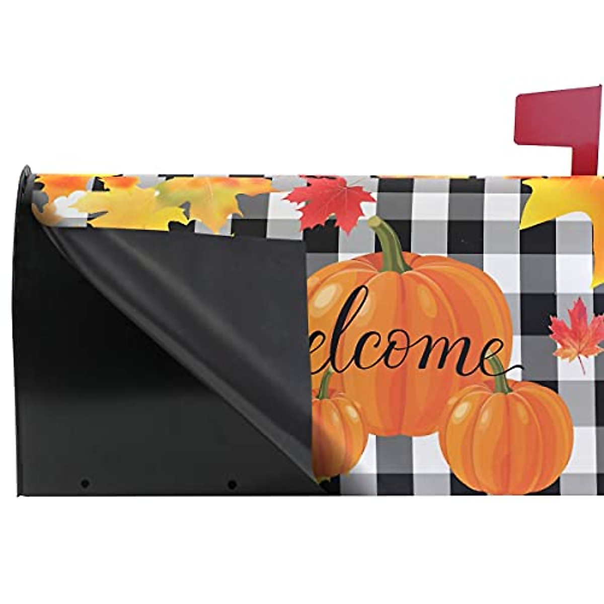 Wamika Welcome Fall Pumpkin Owls Sunflower Maple Leaves Mailbox Covers Standard Size Happy Thanksgiving Day Autumn Magnetic Mail Wraps Cover Letter Post Box 21" Lx 18" W