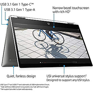 HP Chromebook X360 2-in-1 14.0” HD (1366 x 768) Touch-Screen Portable Laptop, Intel Celeron Processor N4000, Webcam, USB-C, Chrome OS, 4GB Memory, 32GB eMMC Flash Memory (W/Woov Micro SD 128GB)
