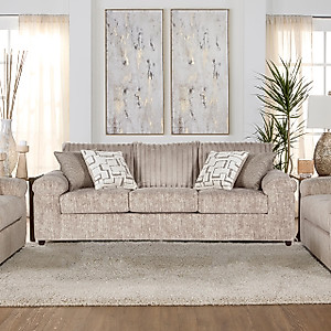 Roundhill Furniture Nason Wide Wale Corduroy Sofa, Parchment