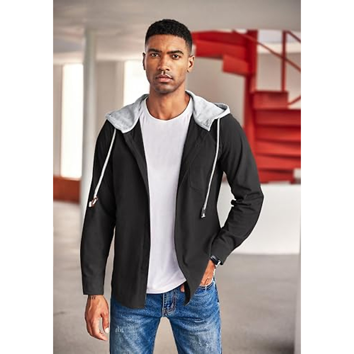 COOFANDY Men's Corduroy Jacket Long Sleeve Regular Fit Button Down Winter Shirt Shacket