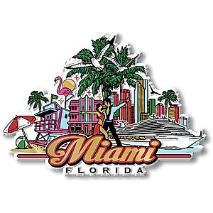 Miami City Magnet by Classic Magnets, Collectible Souvenirs Made in The USA, 4.4" x 3.1"