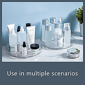 2 Pack Pantry Cabinet Lazy Susan, 10.6" Plastic Rotating Spice Rack Makeup Turntable Organizer for Cabinet, Pantry, Fridge, Farmhouse and Kitchen