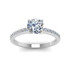 Jewelryonclick Delicate Diamond Engagement Ring sterling silver Created Cubic Zircon Round shape White color Petite Engagement Rings prong Setting in Size 4 Casual Wear for Gift