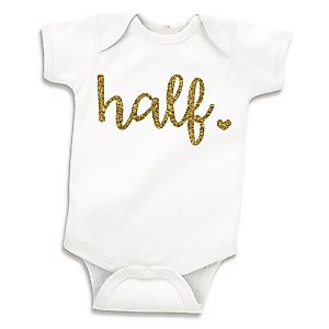 Bump and Beyond Designs Baby-Girls Half Birthday Leotard 6 Month Photo Outfit Girl White, 6-12 Months
