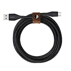 Belkin DuraTek Plus USB-C to USB-A Cable with Strap (Ultra-Strong USB to USB-C Cable/USB Type-C), Black, 6'/1.8m