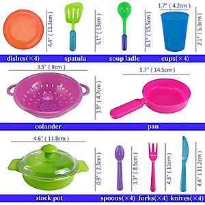 Kids Super Durable Kitchen Toys Set, Pretend Play Children's Dish Toy, Wash and Dry Tableware Dish Rack with Drainer (Great Gift for Kids) (27 Pieces)