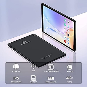 DUODUOGO Andorid Tablet 10 inch, Tablets with SIM Soft Card 4GB RAM 128GB ROM Storage,13MP Double Camera,8000mAh,FM, GPS WiFi Tablet