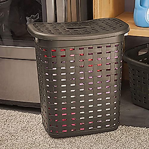 Sterilite Plastic Wicker Weave Dirty Clothes Rectangular Laundry Hamper Bin with Snag Proof Interior and Lift Top Lid, Brown (8 Pack)