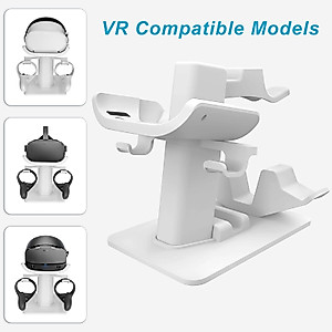 NEWENMO Upgraded Accessories for VR Stand Switch Stand, VR Stand for Quest 2/Quest/Rift S/HP Reverb G2 Headset Touch Controllers (White)
