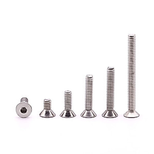 RoyceMart M4-0.7 x 30 mm (50 Pack) Stainless Steel Flat Head Socket Head Cap Screws, Hex Drive Flat Head Screws Machine Screws, Full Thread, Bright Finish