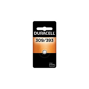 Duracell 309/393 Silver Oxide Button Battery, 1 Count Pack, 309/393 1.5 Volt Battery, Long-Lasting for Watches, Medical Devices, Calculators, and More