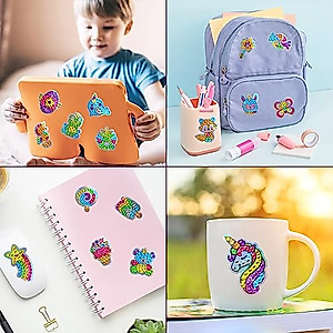 48pcs Diamond Painting Stickers, Art and Crafts Big Gem Art Set for Kids Ages 4-6 6-8 8-12 Boy Girls 5D Sparkle Dot Suncatcher Kit Toys Gift for Birthday Party Halloween Christmas Goodie Bag Fillers