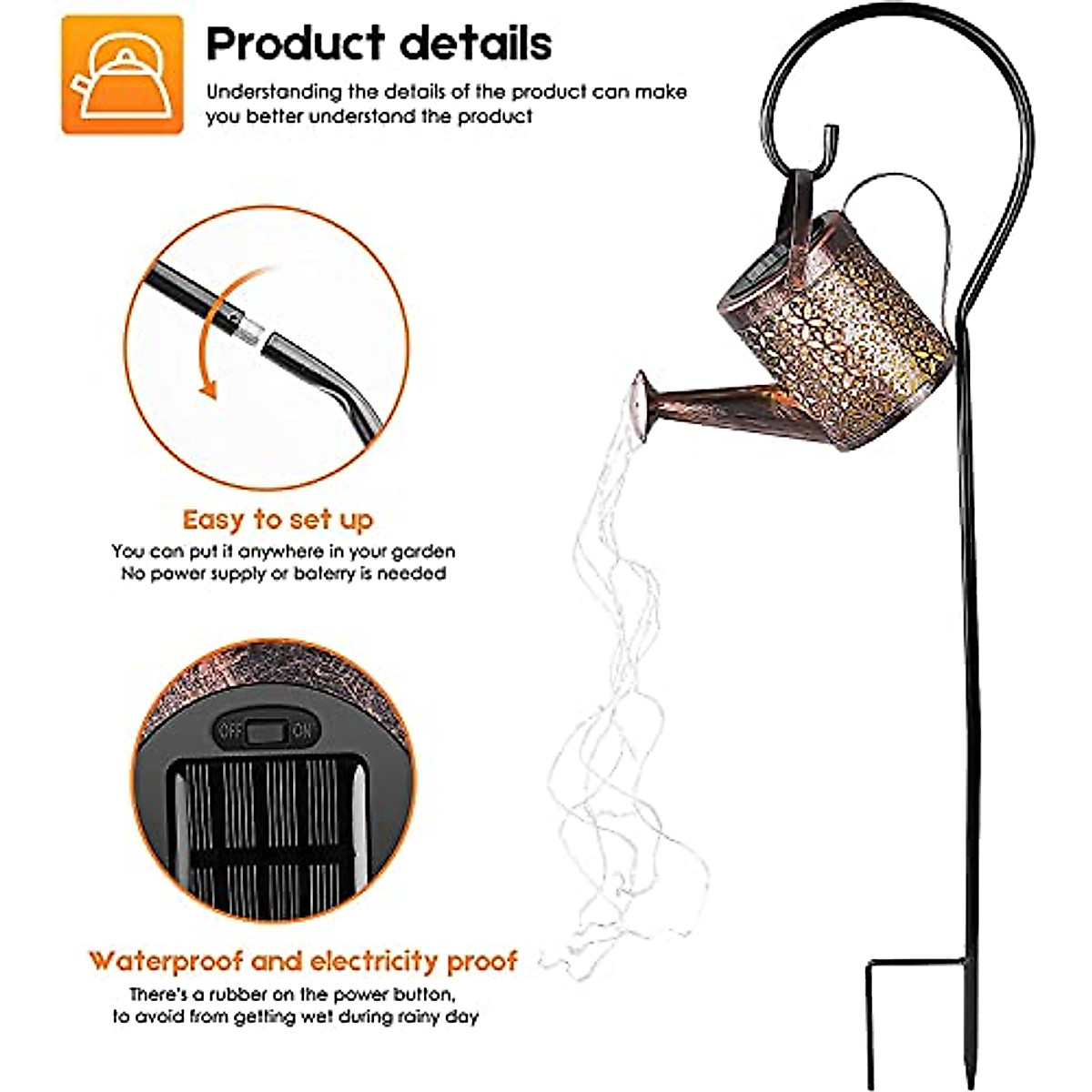 IERKEIE Solar Garden LED Light, Hollow Watering Can Lights Outdoor Decoration, Garden Stake Light for Pathway Yard Lawn Patio Landscape Decor