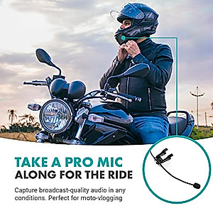 Movo ACM400 Flexible Gooseneck Omnidirectional Microphone for Motovlogging Moto Vlog Action Cam Helmet Mic - Clip on Microphone for Motorcycle Vloggers - Compatible with GoPro Media Mod