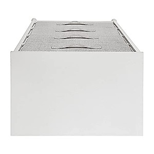 Flash Furniture 4 Drawer Storage Dresser - White Cast Iron Frame and Wood Top - 4 Easy Pull Light Gray Fabric Drawers