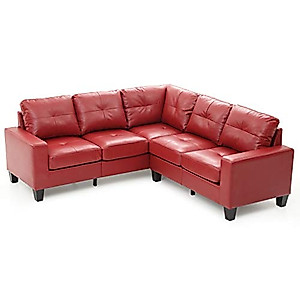 Glory Furniture Newbury KD Sectional, Red. Living Room Furniture, 35" H x 82" W x 32" D