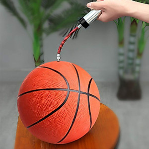 Upgraded Aluminium Alloy Ball Pump Portable Effective Sport Air Pump Inflator with Needles, Nozzles, Extension Hose for Basketball Football Soccer Volleyball Yoga ball Pool Swimming Float Ring ballons