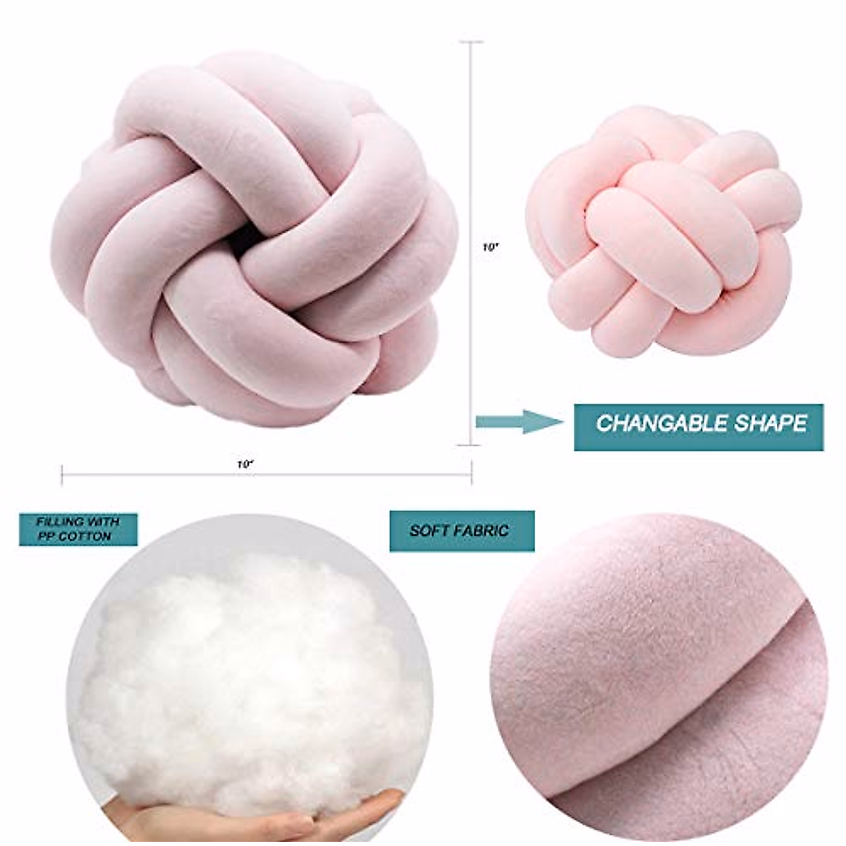 FLORAVOGUE White Knot Pillow Home Decorative Cushion - Modern Home Sofa Decor Throw Pillow 10" (White)