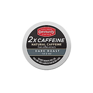 Community Coffee 2X Caffeine Dark Roast 10 Count Coffee Pods, Compatible with Keurig 2.0 K-Cup Brewers, 10 Count (Pack of 1)