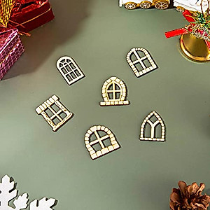 Yulejo 48 Pcs Fairy Door Wooden Garden Doors Craft Mini Window Fairy House DIY Kit Unfinished Miniature Door Unpainted Fairy Window Accessories for Wall Home Party Decoration (Antique Style)