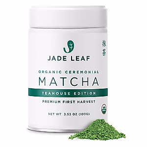 Jade Leaf Matcha Organic Green Tea Powder, Ceremonial Grade, Teahouse Edition Premium First Harvest - Authentically Japanese (3.53 Ounce Tin)
