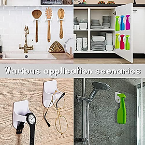 8 Pack Wall Mount Spray Bottle Hooks Holder Spray Bottle Hanger Adhesive Hook to Create Storage Space Spray Bottle Rack Organizer Hanger for Cabinet Kitchen Variety Surfaces Spray Bottle Wall Holder
