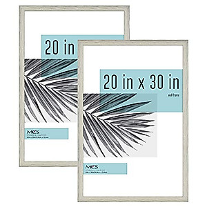 MCS Studio Gallery 20x30 Poster Frame Gray Woodgrain, Vertical & Horizontal Wall Hanging Large Picture Frame for Photos, Posters & Art Prints (2-Pack)