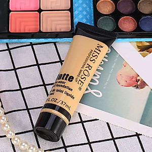 miss rose matte foundation, Smooth Liquid Concealer Cream, Makeup Base Face Liquid Foundation Matte Wear Concealer Sun Block Cream(#6) miss rose matte foundation