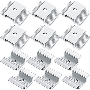 Zhengmy 12 Pack Solar Panel Mid Clamps 1.06 Inch Solar Panel Bracket Aluminium Mounting Accessories Aluminum Solar Mid Clamp for Solar Panel Mounting Solar Panel Mid Clamp