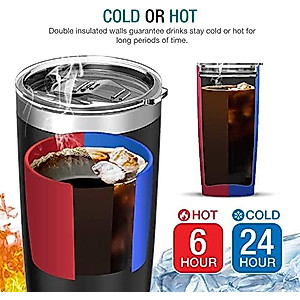 20 oz Tumbler Stainless Steel Double Wall Vacuum Vasos Travel Cup Tumbler Thermal Coffee Mug Cup With Lid (Black)